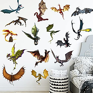 WOYINIS 3D Fantasy Dragon Wall Decal Peel & Stick Dragon Flying Wall Stickers Removable Vinyl Wall Art Decor for Kids Living Room Classroom Nursery Decoration