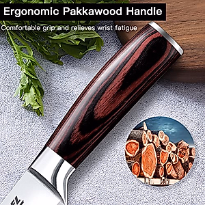 Professional Chef Knife Set High Carbon Stainless Steel Sharp Kitchen Knife Set 3 PCS, Japanese Cooking Knife with Sheath, Knives Set for Kitchen with Ergonomic Wood Handle and Gift Box