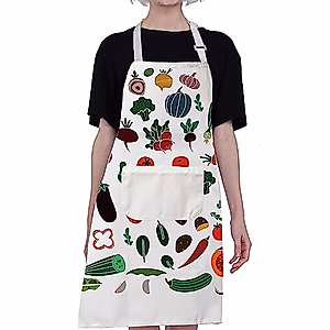 CMNIM Vegetable Apron Vegetable Cooking Apron With Pockets Kitchen Baking Gardening Apron Chef BBQ Grilling Waterproof Apron (Vegetable Apron)