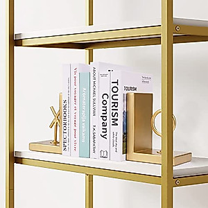Book Ends Gold Bookends Heavy Duty Decorative Bookends to Holders Books Unique Modern Book end Metal Book Stoppers for Shelves/Office Decor/Home,Book Holders Nonskid (Gold)