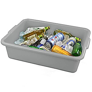 Anbers 4-Pack Commercial Tote Box, Plastic Bus Box, Bus Tubs, 22 L, Gray