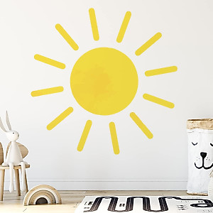 37x37 Inch Boho Sun Wall Decals Removable Sunshine Wall Sticker Vinyl Peel and Stick Sun Decals Wall Art for Girls Kids Bedroom Nursery Playroom Decor
