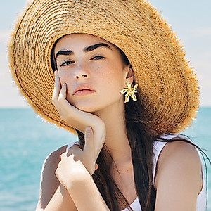 Sanfenly Drop Dangle Earrings for Women Statement Earrings, Bohemian Rattan Tassel Large Hoop Pearls Rhinestone Crystal Gold Geometric Dangling Earring Set