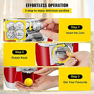 Mophorn Gumball Machine, 1-inch Candy Vending Machine, Commercial Gumball Vending Machine with Adjustable Candy Outlet Size, Metal Gumball Dispenser Machine for Home, Gaming Stores