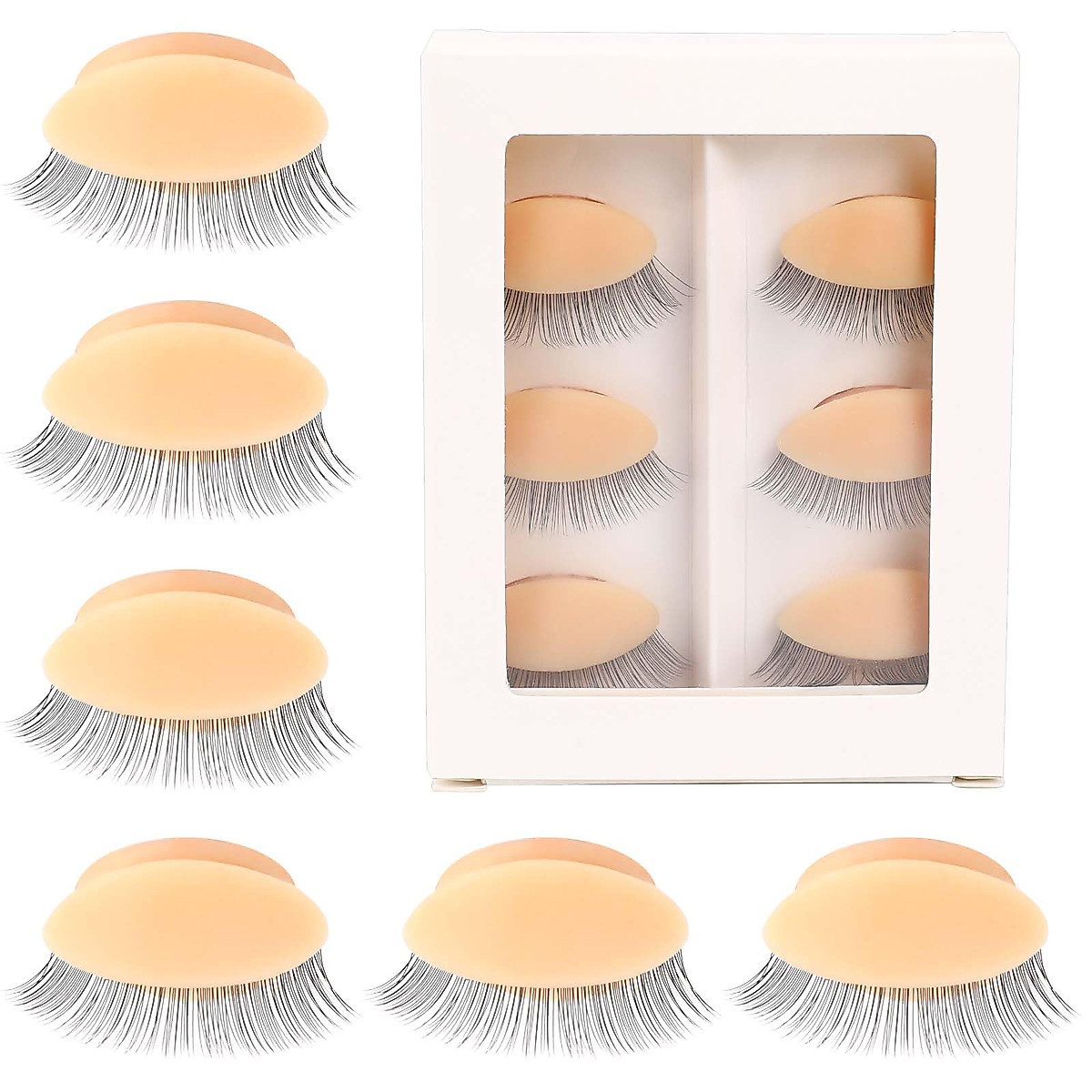 3 Pairs Replacement Eyelids for Mannequin Head Practice Eyelids for Eyelash Extensions Eyelids Realistic Eyelids Silicone with Eyelashes Practice Eyelash Eyelids for Eyelash Training Makeup