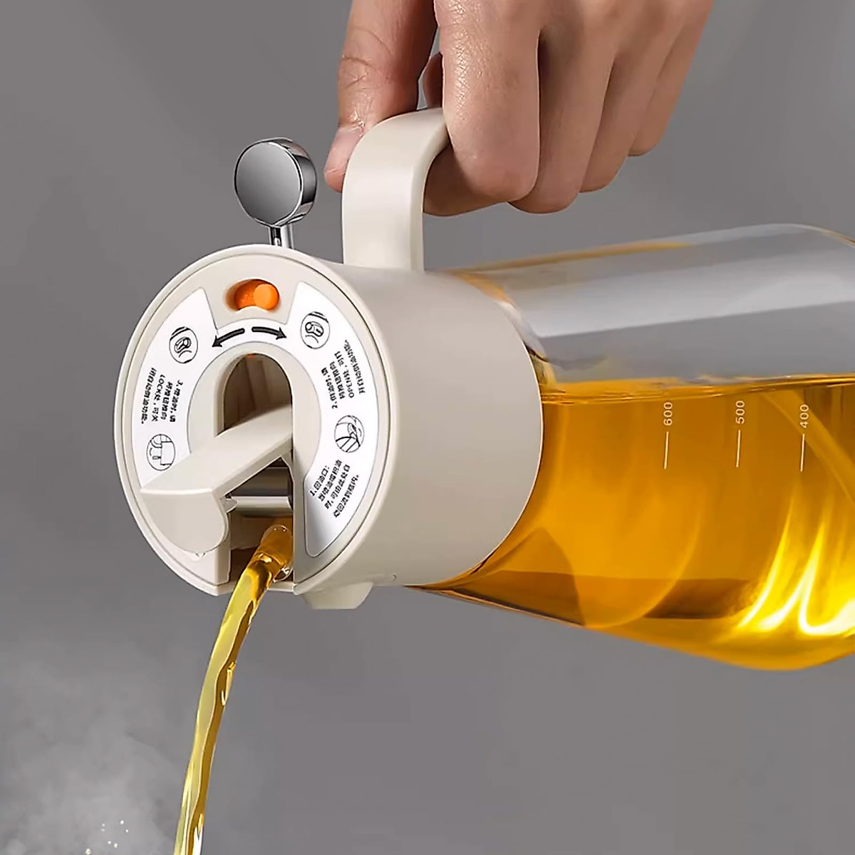 CXINYI Olive Oil Dispenser Bottle - 2 in 1 Oil Dispenser and Oil Sprayer - 700ml / 23Oz Oil Bottle with Fine Mist Nozzle - Oil Sprayer for Cooking, Kitchen, Salad, Barbecue White