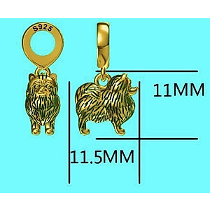 Bolenvi BOLENVI Pomeranian Dog 925 Sterling Silver Dangle Pendant Charm Bead For Pandora & Similar Charm Bracelets or Necklaces