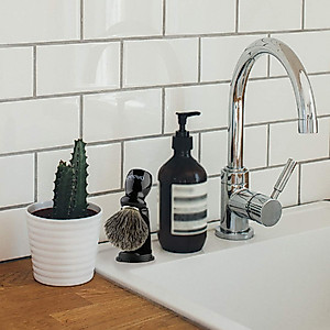 Badger Shaving Brush Holder Set,Wooden Handle Shave Brush,Contracted Design Resin Shaving Stand,2pcs Traditional Shaving Kit for Men by Anbbas