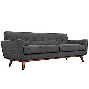 Modway Engage Mid-Century Modern Upholstered Fabric Sofa in Gray