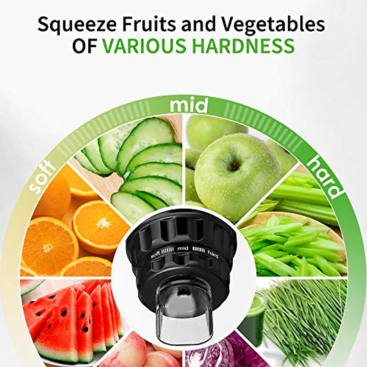 YIOU Juicer Machines, Cold Press Slow Masticating Juicer Easy to Clean with 3 Modes Vegetable and Fruit Juicer Extractor BPA-free High Hardness Tritan Material Slow Juicer, black (SJ-Black)