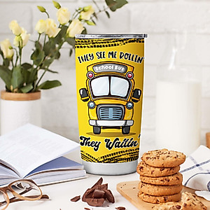 Bus Driver Appreciation Gifts for Men Women School Bus Driver Gifts Back to School Gifts for Kids Gifts for Retired Bus Driver School Bus Driver Tumbler Mug Insulated Cup Stainless Steel with Lid 20OZ