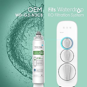 Waterdrop WD-G3-W Replacement Filter, Replacement for WD-G3-W Reverse Osmosis System, CF Filter + CB Filter + RO Filter, New Logo Design