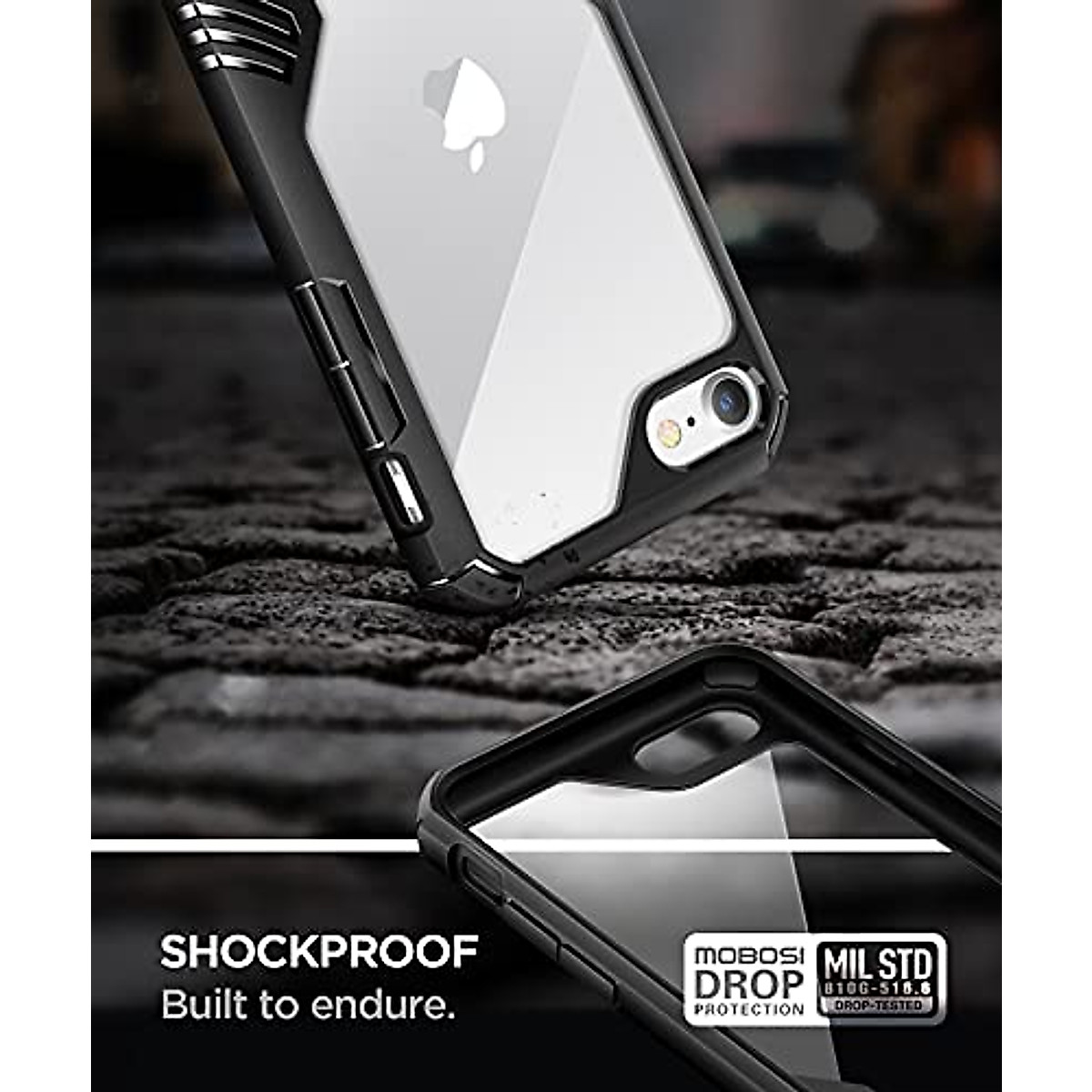 MOBOSI Compatible with iPhone SE 2022 Case/iPhone SE 2020/iPhone 8/7 Case, Rugged Military Grade Hard Vanguard Armor Cover Heavy Duty Shockproof Protective Phone Case 4.7 Inch (Matte Black)