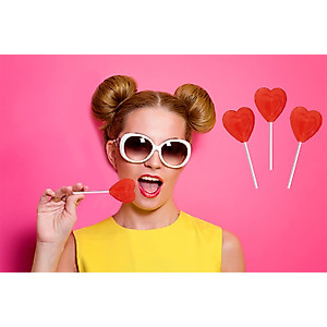 The Dreidel Company Valentines Day Lollipops Red Double Heart Shaped Cherry Flavored, Individually Wrapped, 12-Pack