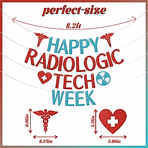 Happy Radiologic Tech Week Banner, Rad Tech Week Decorations, Radiology Tech Week Appreciation Sign Bunting Decor Blue Red Glitter