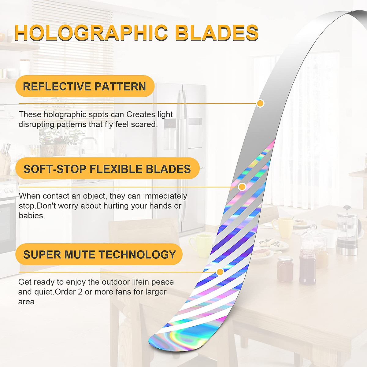 Neijiaer Fly Fans for Tables, Practical Fly Repellent Fan with Soft Blades, Soundless and Portable Fly Fan Keeps Your Food Clean(3 Pack)