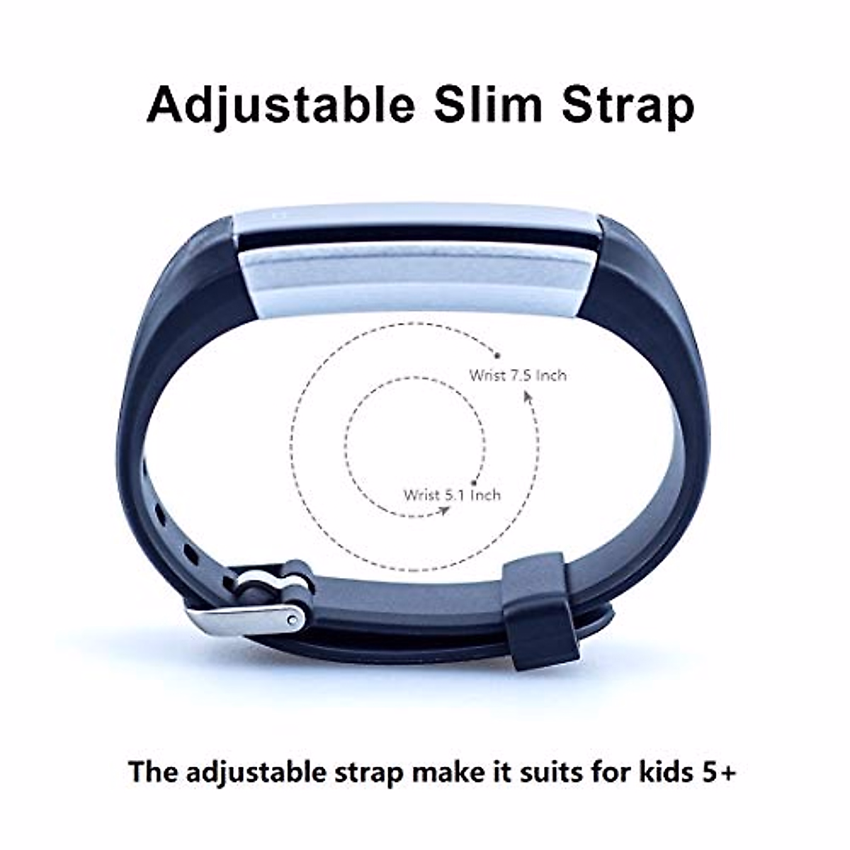 BIGGERFIVE Slim Fitness Tracker Watch for Kids Girls Boys Teens, Waterproof Activity Tracker with Pedometer, Calorie and Step Counter, Sleep Monitor, Silent Alarm Clock(Dual Bands)