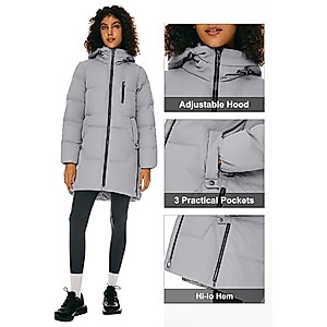 Orolay Women's Stylish Down Hooded Jacket with Two-Way Zipper Winter Down Coat Puffer Jacket Grey XL