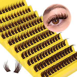 Brown Lash Clusters Individual Mixed Lengths Natural & Wispy Lash Extension DIY Brown Cluster Eyelashes 140Pcs (11C, 8-16MM)