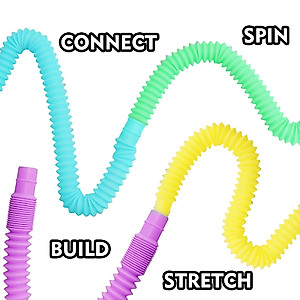 TIBDALA Mini Pop Tubes Fidget Toy, 12 Pack Sensory Stretch Tubes Stress Relief Toys for Kids Funny Christmas Stocking Stuffers Party Favors Novelty Gifts for Boys Girls