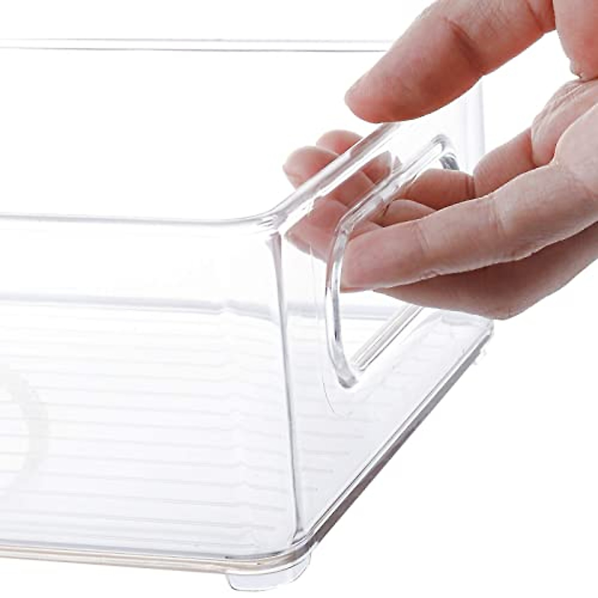 Kingrol 6 Pack Plastic Storage Bins for Pantry, Refrigerator, Countertop, Cabinet Organization, Stackable Food Storage Organizer with Handles, BPA Free, 10 x 6 x 3 Inch