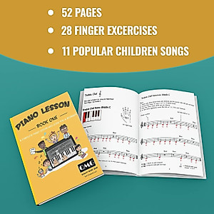QMG Color Piano and Keyboard Stickers and Complete Color Note Piano Music Lesson and Guide Book for Kids and Beginners