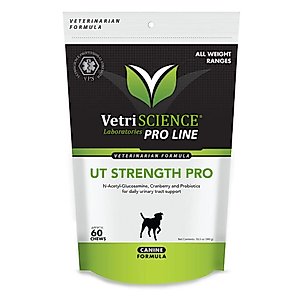 VETRISCIENCE UT Strength Pro - Bladder & UT Health Supplement for Dogs - Formula Aids Bladder Function & Comfort - Canine Supplement Supports Urinary Tract Maintenance - 60 Chews