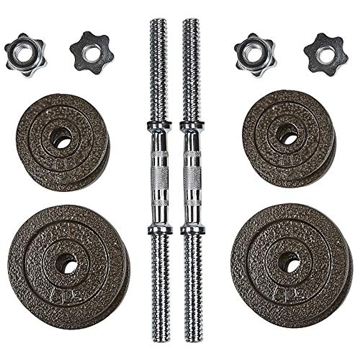 Signature Fitness Contoured Handle Cast Iron Adjustable Dumbbell Weight Set,Gray