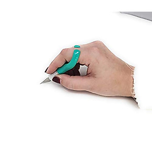 Excel Blades K71 Fingertip Craft Knife - 7 Inch Ergonomic Hobby Knife With Finger Loop - Crafting Supplies - Scrapbooking Knife and Cutting Tool For Precision Cutting and Trimming - Green Teal