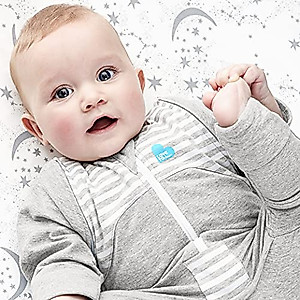 Love to Dream Swaddle UP Transition Suit 1.0 TOG, Gray, Large, 19-24 lbs, Patented Zip-Off Wings and Unique Self-Soothing Sleeves, Safely Transition from Swaddled to Arms-Free Before Rolling Over