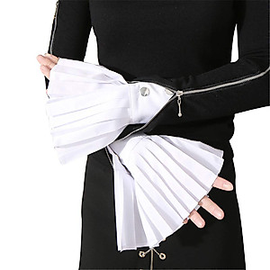 Mrotrida Wrist Cuffs for Women's Fashion Pleated Horn Cuff Detachable Shirt Fake Sleeve Cuffs Sunscreen Decorated Accessories (White)