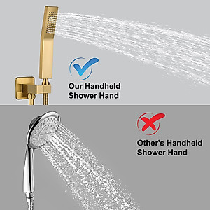 NERDON Shower System, 12 Inch Brushed Gold Shower Faucet Set with Rain Handheld, Wall Mounted Shower Faucet sets Complete for Bathroom Shower Fixtures Rough in Valve Body and Trim Kit