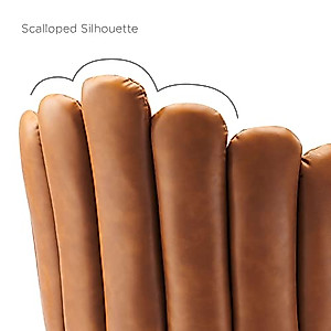 Modway Vanguard Vegan Leather Channel Tufted Dining Chair in Black Tan