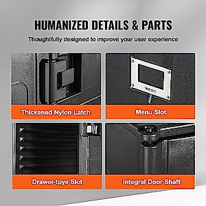 VEVOR Insulated Food Pan Carrier, 82 Qt Hot Box for Catering, LLDPE Food Box Carrier w/Double Buckles, Front Loading Food Warmer w/Handles, Stackable End Loader for Restaurant, Canteen, etc. Black