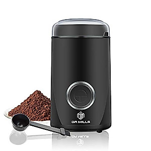 DR MILLS DM-7441 Coffee Grinder Electric,Coffee Bean Grinder,Spice Grinder,Blade & cup made with SUS304 stianlees steel (Black)