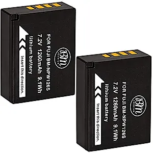 BM Premium 2 Pack of NP-W126S High Capacity Battery for Fujifilm FinePix X-S10, X-T100, XT-200 X-100F X-100V X-A7 X-H1 X-T10 X-T20 X-T30 X-A2 X-A3 X-A5 X-A10 X-E1 X-E2 X-E2S X-E3 X-T1 X-T2 X-T3 Camera