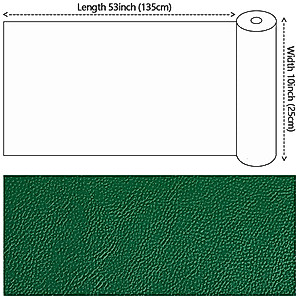 Solid Color Green Faux Leather 10 "X53" (25cmX135cm), Faux Leather Sheets Roll Very Suitable for Making Crafts, Leather Earrings, Bows,Sewing (Green)