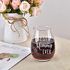 Best Mommy Ever Stemless Wine Glass, Funny Mom Wine Glass Gift for Mother’s Day 15Oz - Perfect Mom Gift for Mom New Mom from Husband Kids Son Daughter Friends, Unique Mom Gift for Birthday Christmas