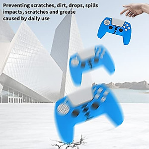 Controller Grip Cover, Removeable Silicone Sleeve Comfort for PS5(Blue)