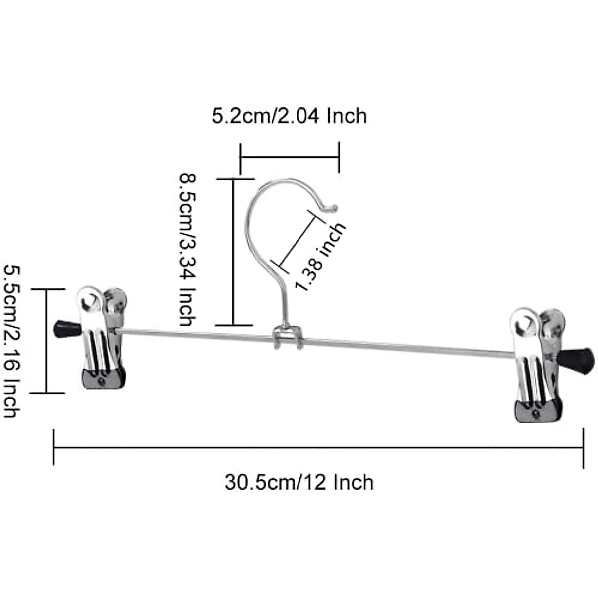 Pant Hangers, Skirt Hangers with Clips Jeans Hangers Metal Pant Hangers Trouser Clip Hangers Heavy Duty Clip Pants Hangers Ultra Thin Space Saving - 20 Pack