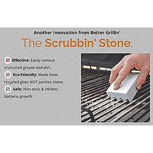 Better Grillin Scrubbin Stone Grill Cleaner-Scouring Brick/Barbecue Grill Brush/Barbecue Cleaner for BBQ, Griddle, 3pk