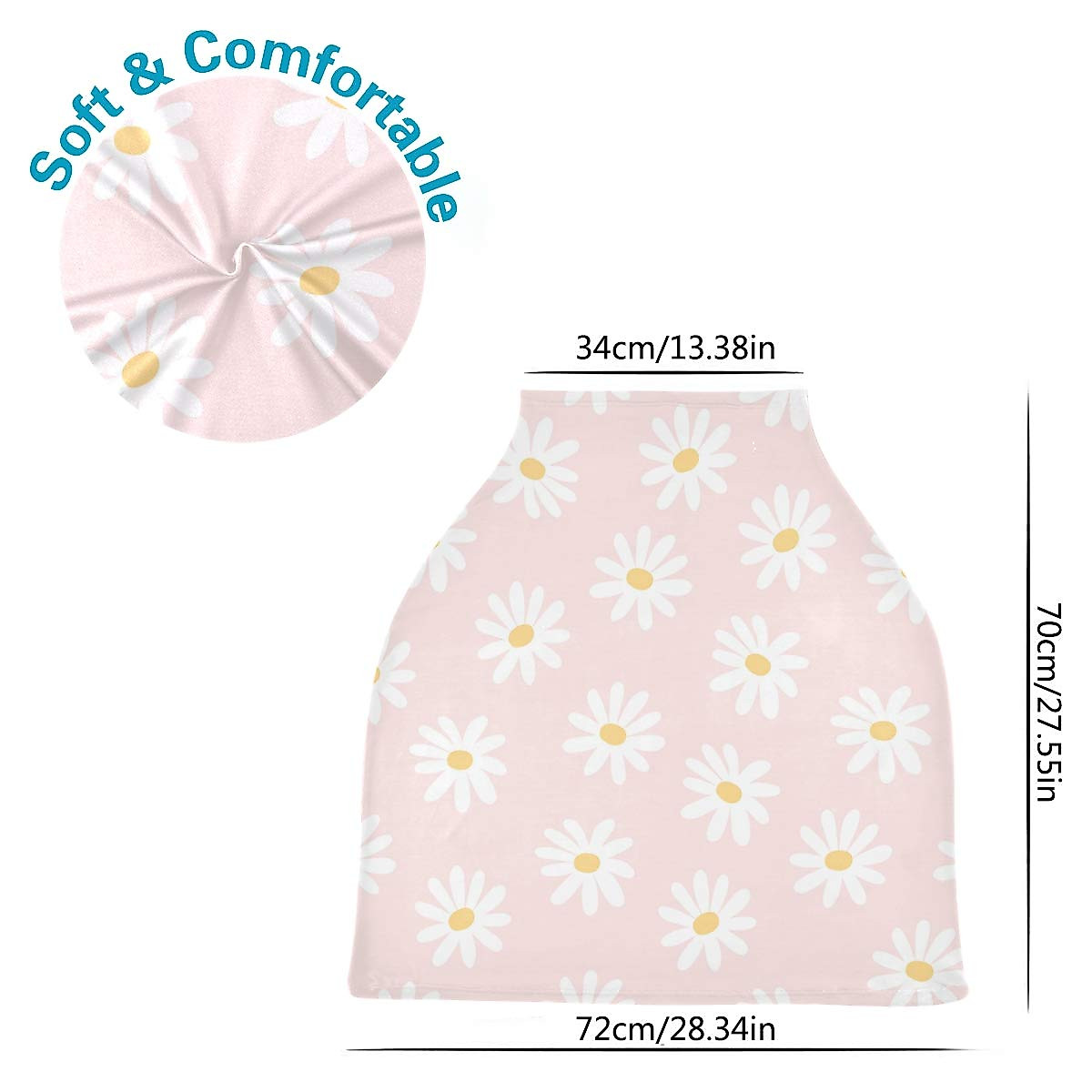 Stretchy Baby Car Seat Canopy - Daisy Flowers Infant Stroller Cover Multi Use Carseat Canopy Nursing Cover for Girl