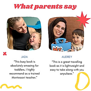 TAVVA My Quiet Book - Airplane Must Haves for Toddlers, Quiet Books for Toddlers 1-3, Montessori Busy Book for Toddlers 1-3 with 10 Learning Activities, Gifts for 1 2 3 4 Year Old Girl & Boy