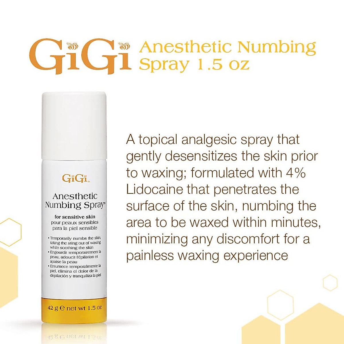 GiGi Anesthetic Numbing Spray for Sensitive Skin - Lidocaine-Based Gel, 1.5 oz