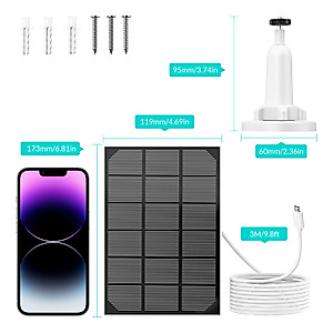 NETVUE USB Solar Panel for Sentry Plus DC 5V Security Camera (Not Work for Birdfy), Solar Panel Charger with 10 FT Charging Cable, IP65 Waterproof, Continuously Charging, 360° Adjustable Mounting