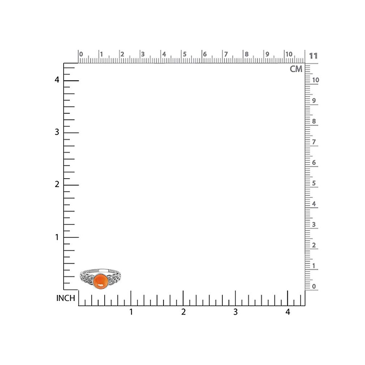 Silvershake Genuine Orange Carnelian Stone 925 Sterling Silver Celtic Knot Braided Solitaire Ring Size 6.5