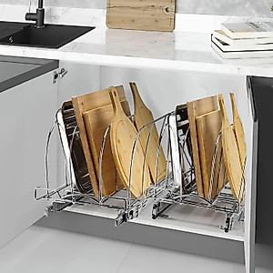 ThyLove Pull Out Cutting Board Organizer for Cabinet, Slide Out Baking Sheet Rack Storage Under Kitchen Cabinet for Pantry Cookie Sheet Bakeware and Tray 10" Wide x 22" Deep (20.87"D x 10"W x 10"H)