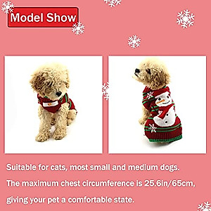 SEIS Dog Snowman Sweater Xmas Dog Holiday Sweaters Year Christmas Sweater Pet Snow Costume Red and Green Stripes Christmas Sweater (XL (Chest 20.5 inches))