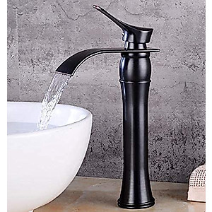 JDHEEH Kitchen Sink Taps, Faucets Basin Faucet Oil Bathroom Waterfall Faucet Single Handle Basin Mixer Bath Faucet Brass Sink Water Crane Tap/Black Oil