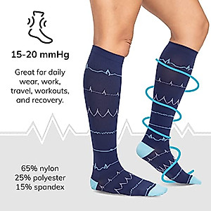 BraceAbility Nursing Compression Socks - Cute Knee-High Support Stockings Help Relieve Swollen Legs, Sore Ankles or Feet Pain, Varicose Veins Treatment for Male or Female Healthcare Workers (L/XL)